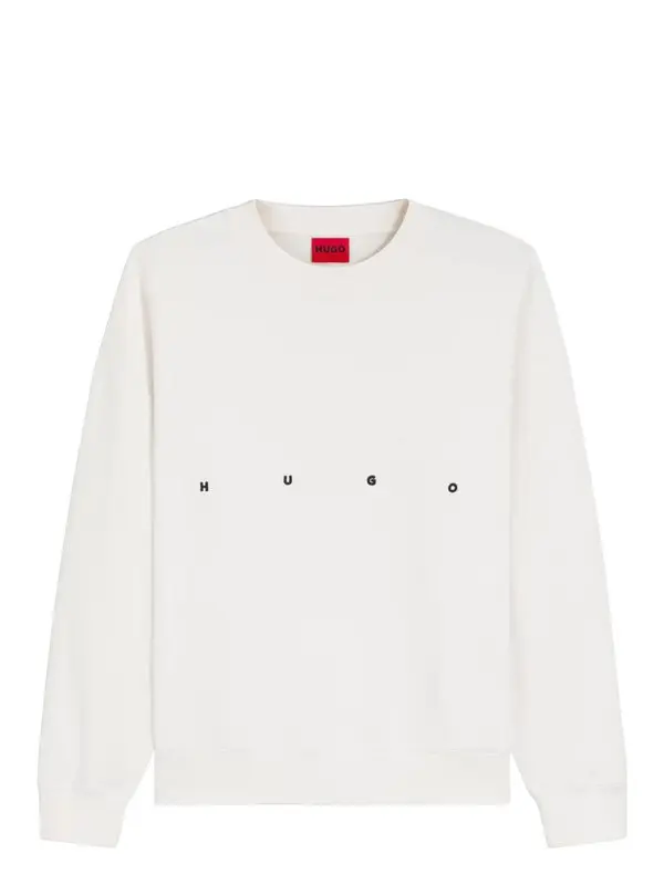 Hugo Boss Graphic Print Logo Embroidered Sweater - White