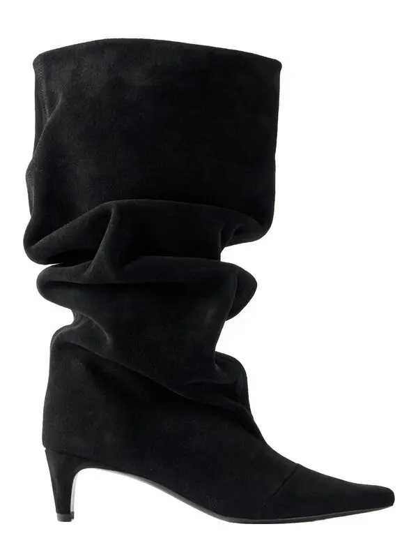 Staud Sueded Knee High Boots With Pointed Toe - No