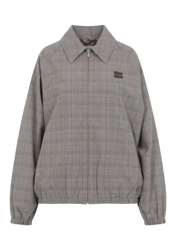 Miu Miu Checked Casual Jacket - Gray