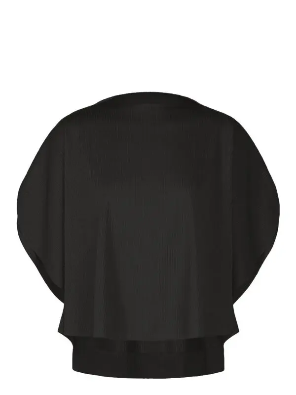 Issey Miyake Boat Neck Pleated Top - Black