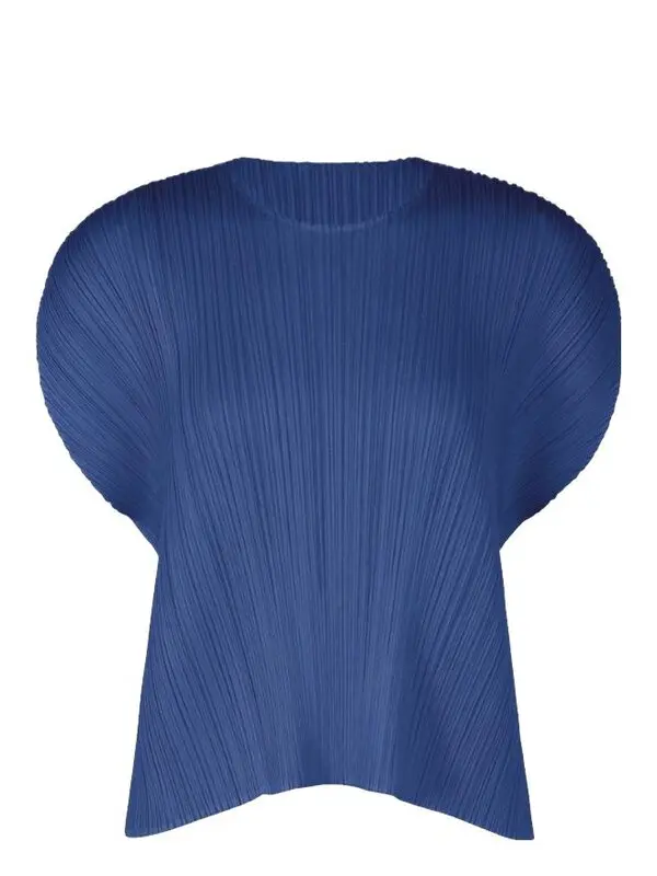 Issey Miyake Pleated Short Sleeve Top - Blue