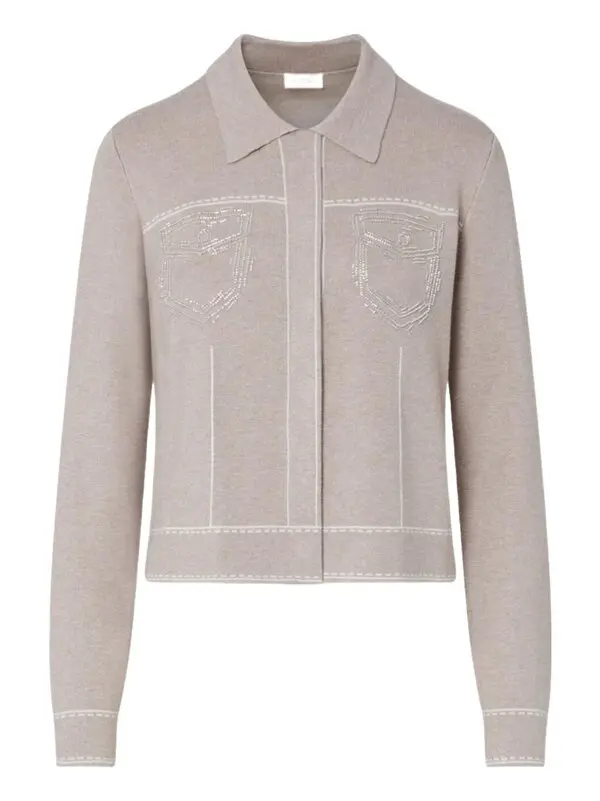 Liu Jo Embellished Knit Jacket - Beige