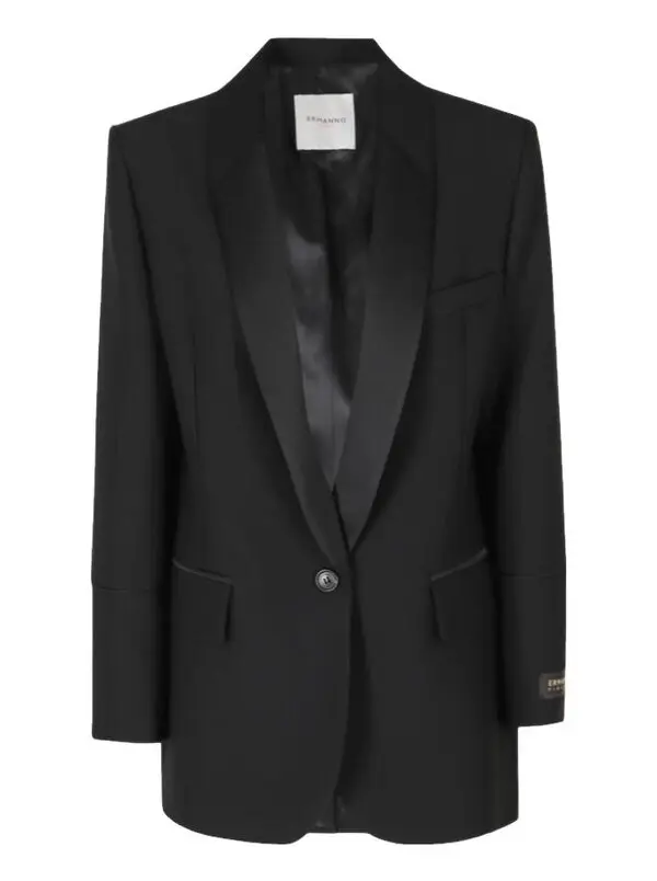 ERMANNO FIRENZE Long Sleeve Single-breasted Blazer - Black