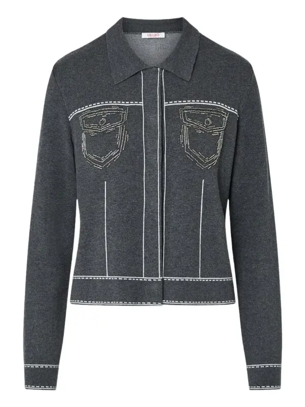 Liu Jo Embellished Knit Jacket - Grey