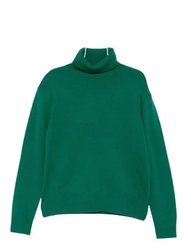 THE FRANKIE SHOP Long Sleeve High Neck Top With Ribbed Trim - Green