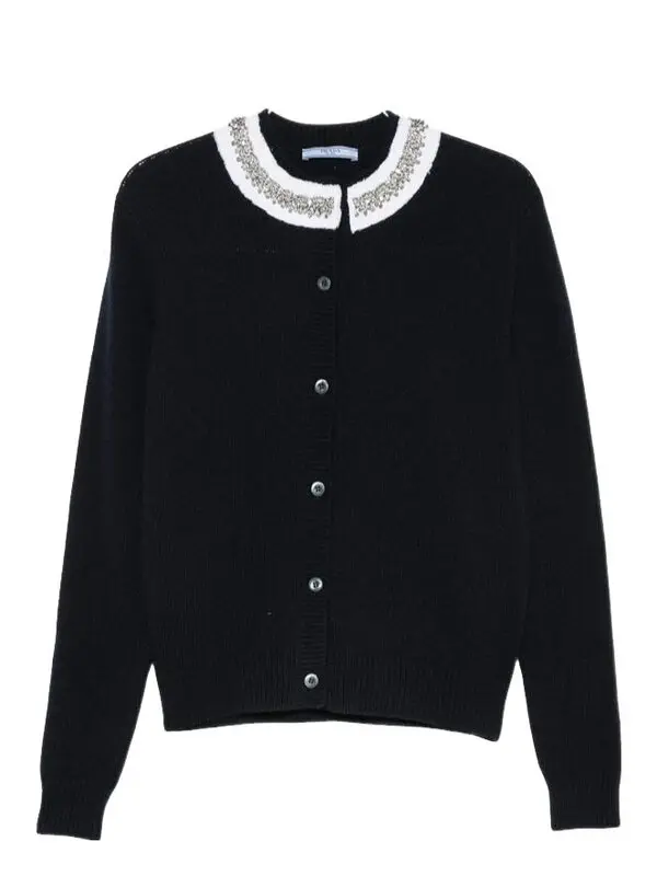 Prada Embellished Button-up Cardigan - Navy Blue