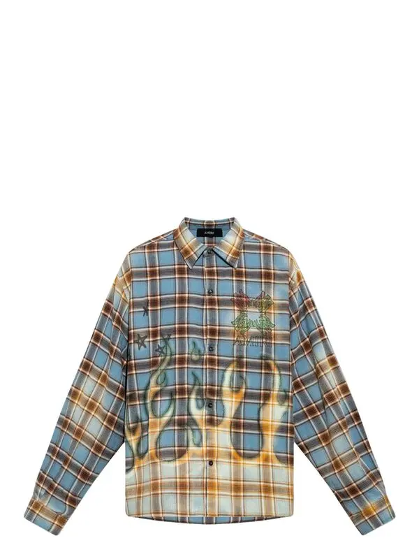Amiri Oversized Checked Logo Shirt - Blue