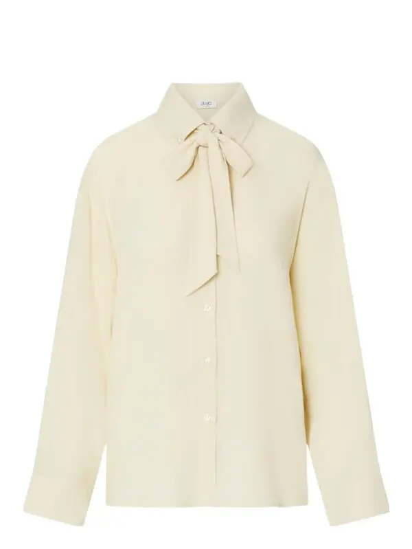 Liu Jo Crepe De Chine Blouse With Bow Detail - Cream