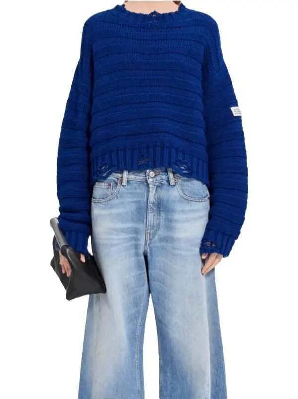 MAISON MARGIELA Distressed Wool Jumper - Blue