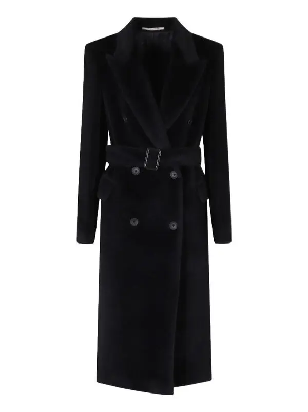 Tagliatore Double-breasted Belted Coat - Blue