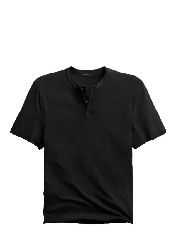 JAMES PERSE Slub Jersey Short Sleeve Henley - Black