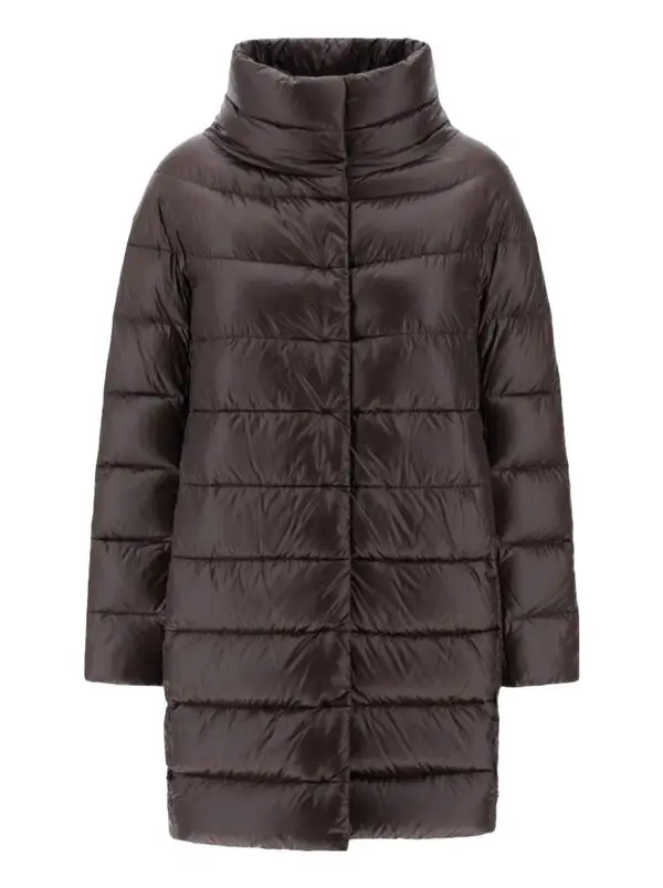 Herno Long-sleeved Down Jacket With Funnel Neck - Dark Chocolate