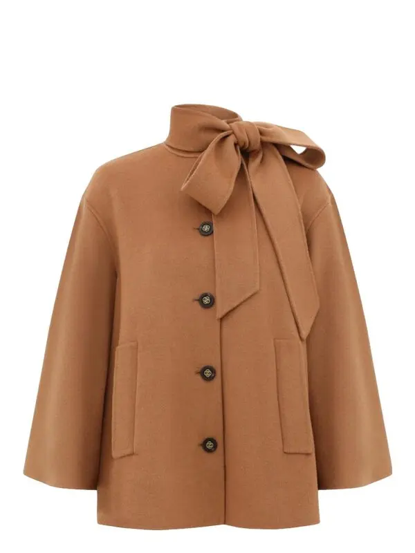 Zimmermann Valiant Pussybow Coat - Camel
