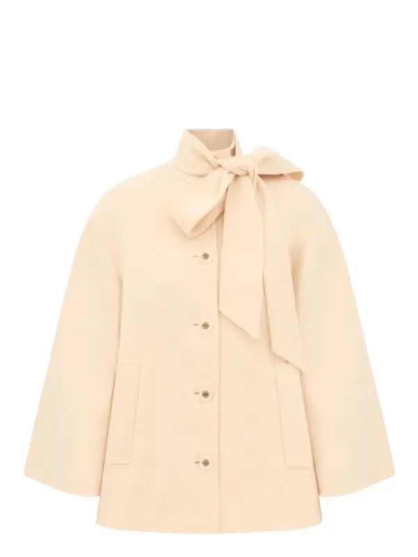 Zimmermann Valiant Pussybow Coat - Cream