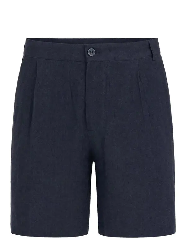 PERCIVAL Linen Pleated Shorts - Navy