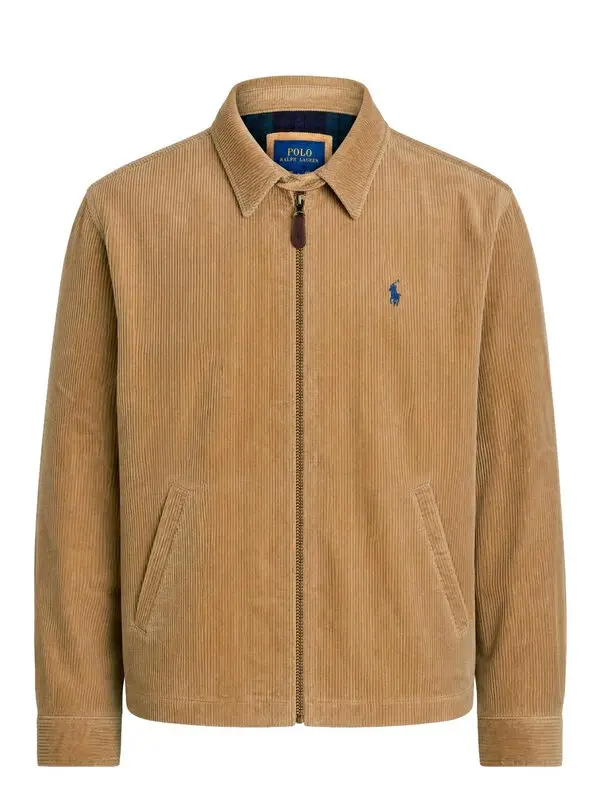 Polo Ralph Lauren Corduroy Embroidered Logo Windbreaker Jacket - Khaki