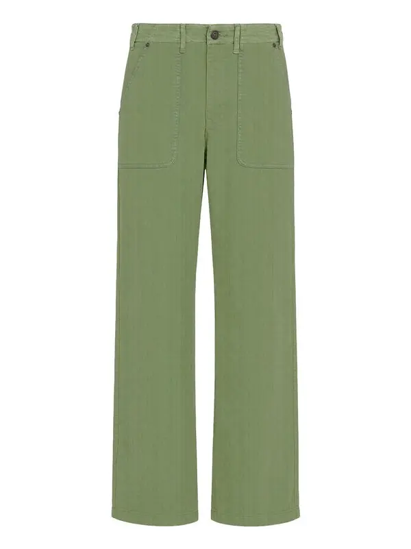 PERCIVAL Herringbone Straight-leg Stretch-cotton Trousers - Sage