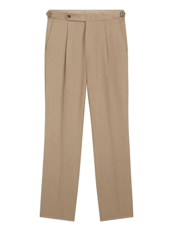 BOSS Tapered-fit Virgin Wool Serge Pants - Beige