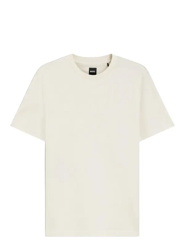 BOSS Corduroy-jacquard T-shirt In Mercerized Cotton - White
