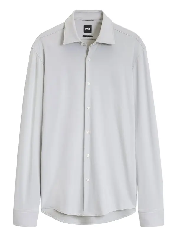 BOSS Regular-fit Dress Shirt In Stretch Jersey - Khaki