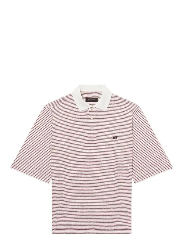 WALES BONNER Bask Striped Linen And Cotton-blend Polo Shirt - Pink