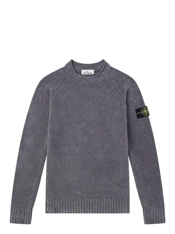 Stone Island Mouliné Cotton-chenille Sweater - Gray