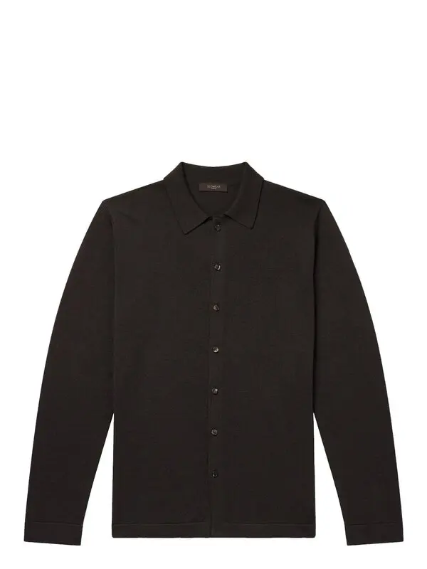 SLOWEAR Zanone Virgin Wool Button-up Shirt - Brown