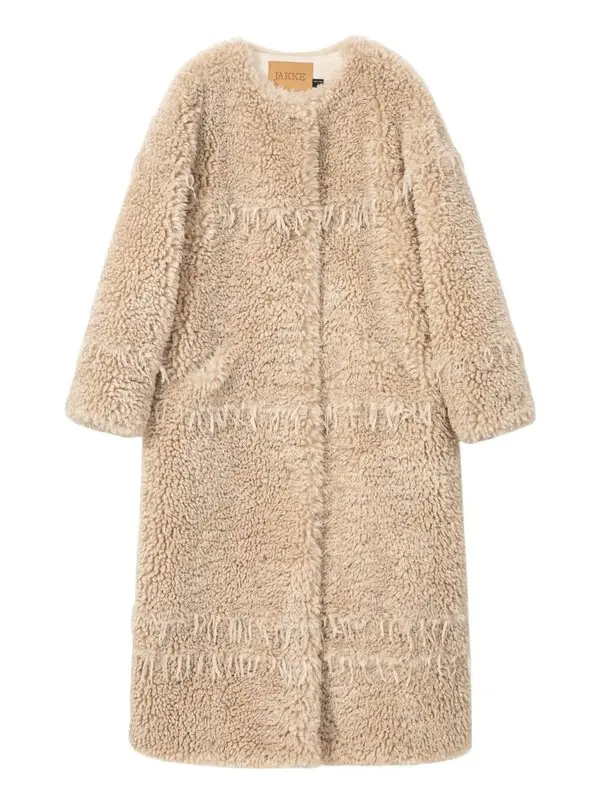 JAKKE Cream Teddy Coat - White