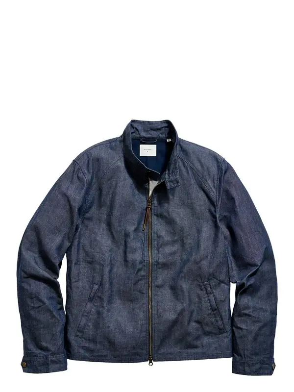 Billy Reid Waxed Denim Harrington Jacket - Blue