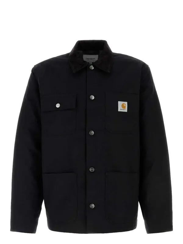 Carhartt Work In Progress Canvas Chore Jacket With Corduroy Collar - Black