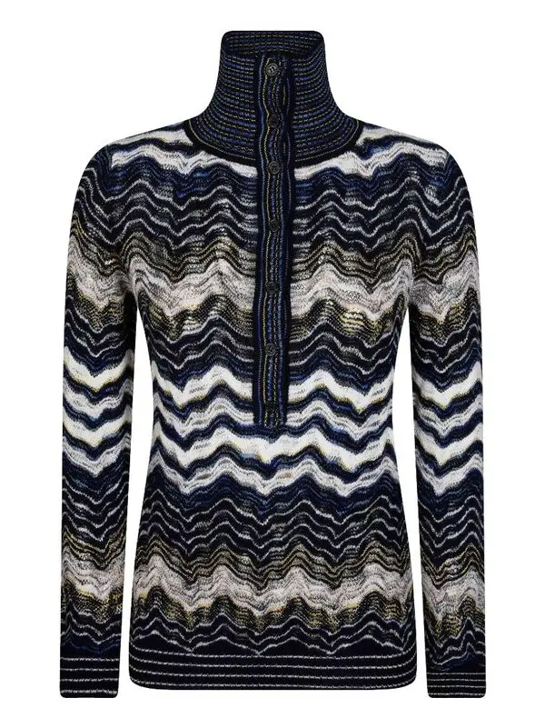 Missoni Zig Zag Motif Polo Shirt - Blue