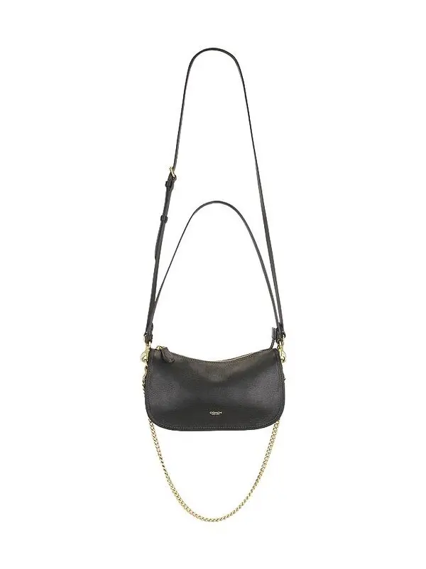 COACH Natural Grain Leather Shoulder Bag - Black
