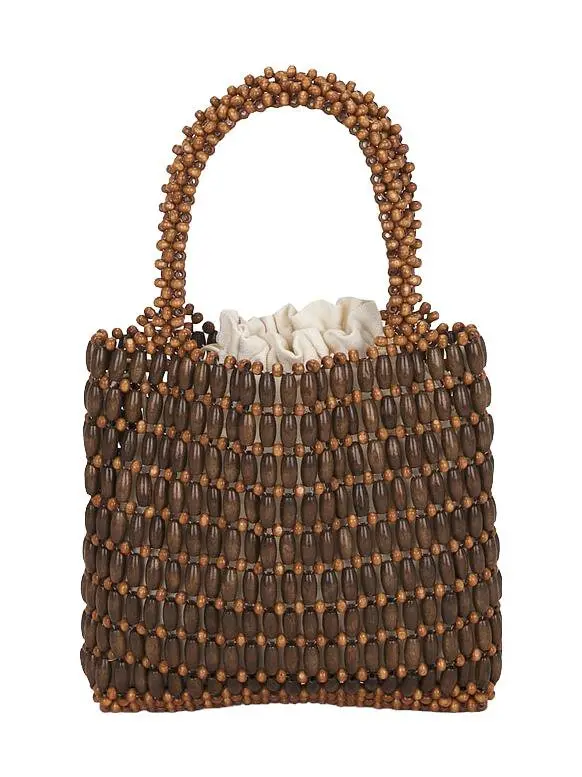 8 Other Reasons Beaded Top Handle Tote Bag - Brown