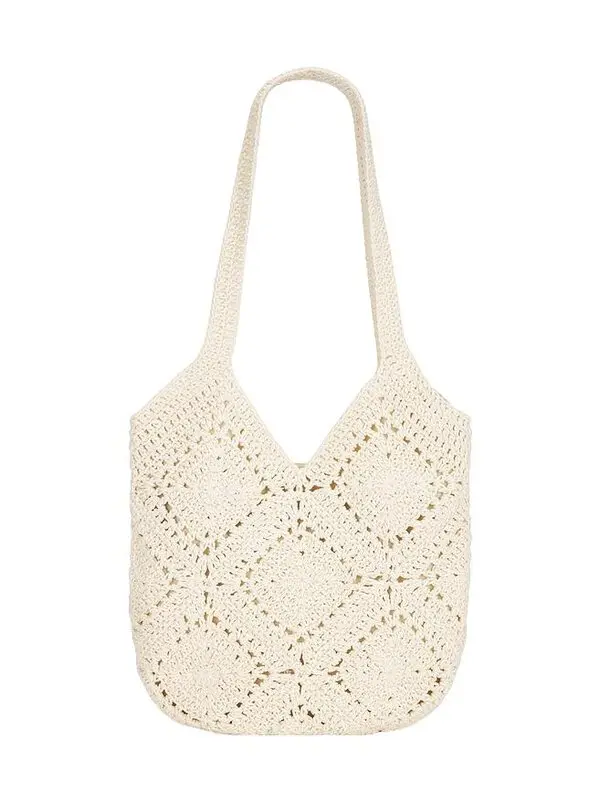 8 Other Reasons Hand Crocheted Slouchy Shoulder Bag - Ivory
