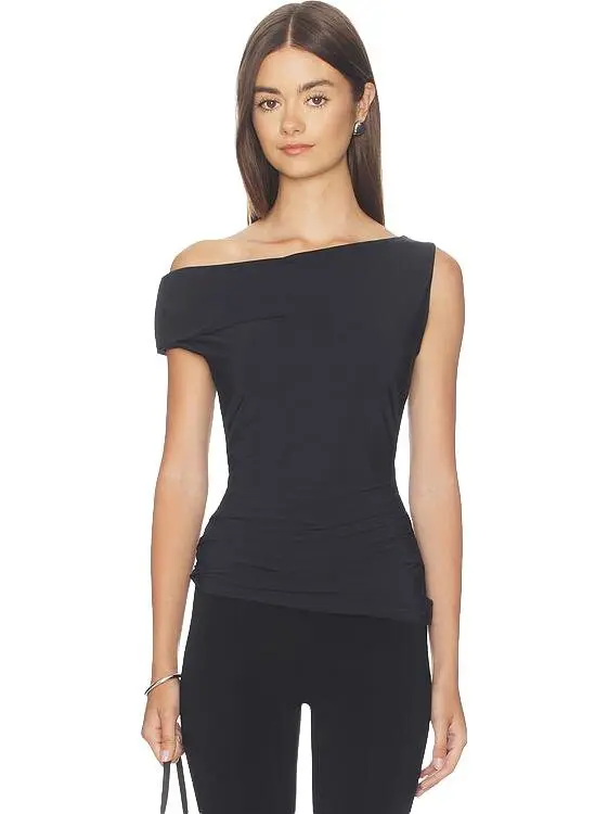 AGOLDE Carlin Asymmetrical One-shoulder Top - Black