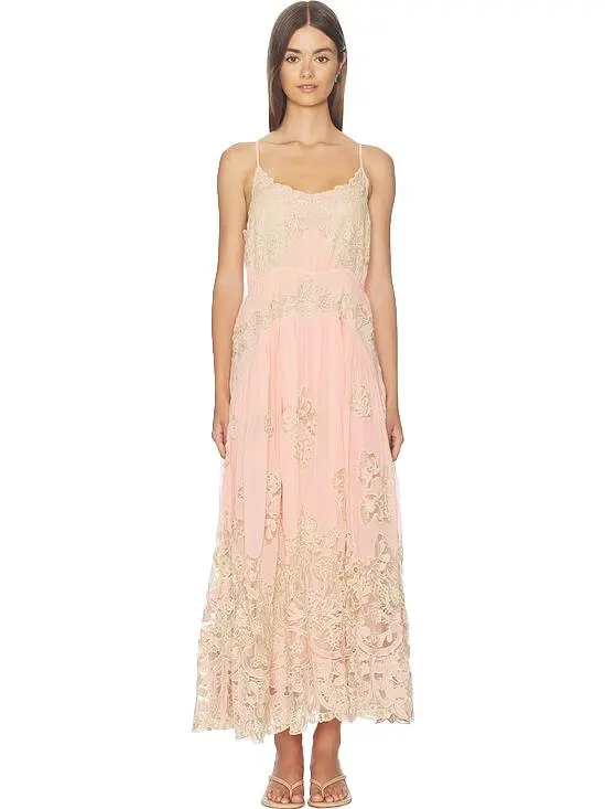 Sea Gracelyn Lace Embroidered Maxi Slip Dress - Pink