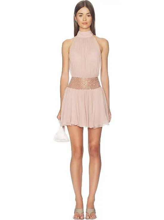 Retrofete Daly Chiffon Dress With Embellished Waist - Truffle