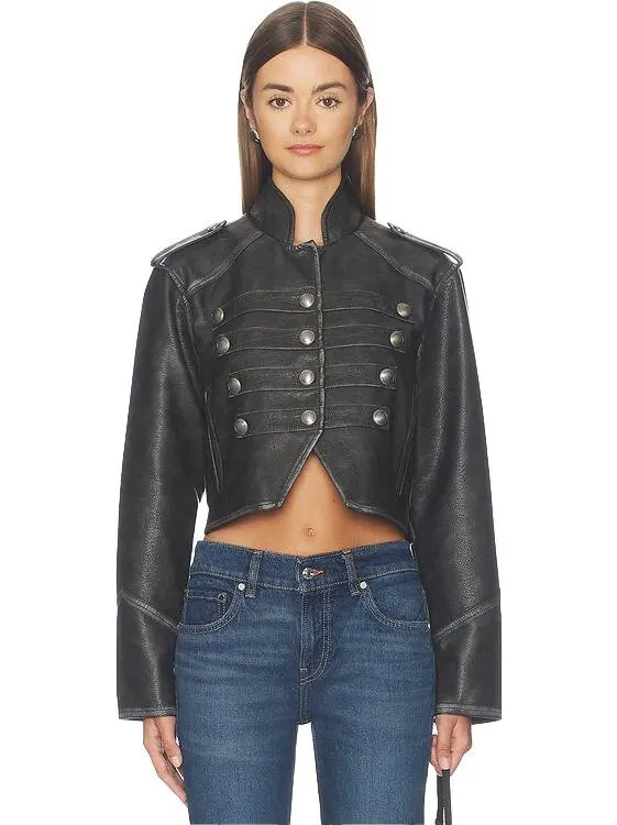 Free People We The Free Ryland Faux Band Jacket - Black