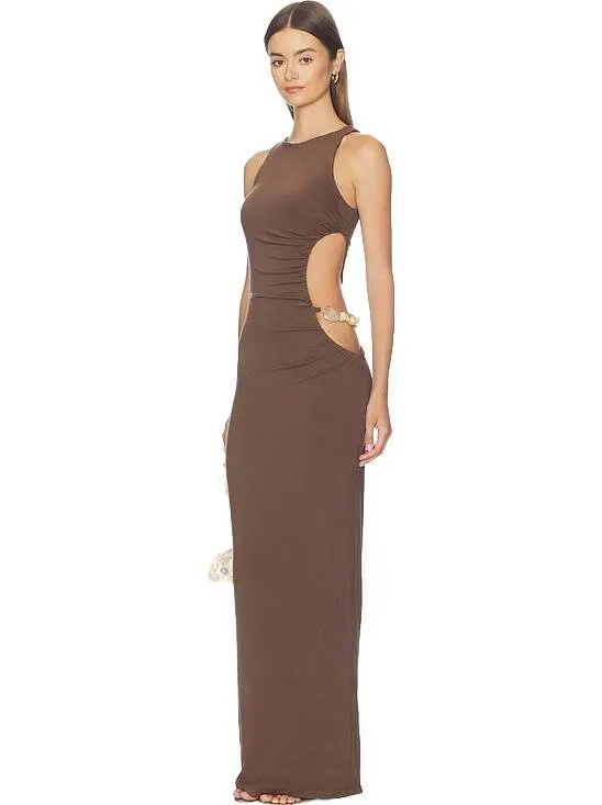 MORE TO COME Juna Cut Out Maxi Dress - Brown