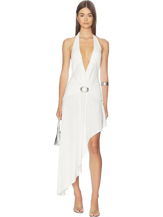 GUIZIO Sylvie Asymmetrical Hem Halter Dress - Ivory