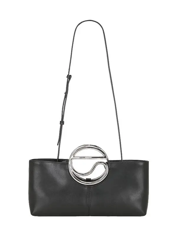 Coperni C Clutch With Silver-tone Statement Handle - Black