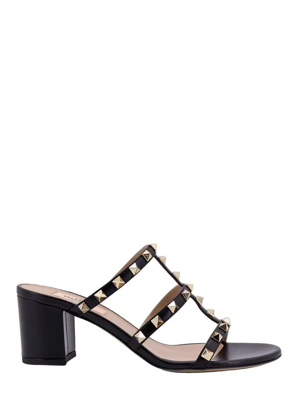 Valentino Garavani Rockstuds Leather Mules With Allover Studs - Black