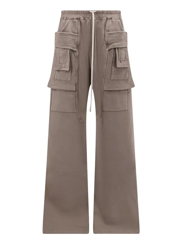 Rick Owens Cotton Cargo Wide Leg Trousers - Grey