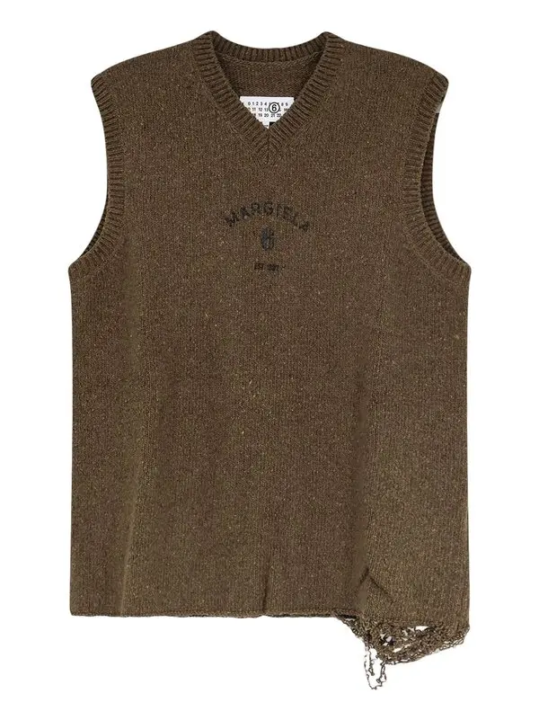 MAISON MARGIELA Wool Blend V-neck Vest - Green