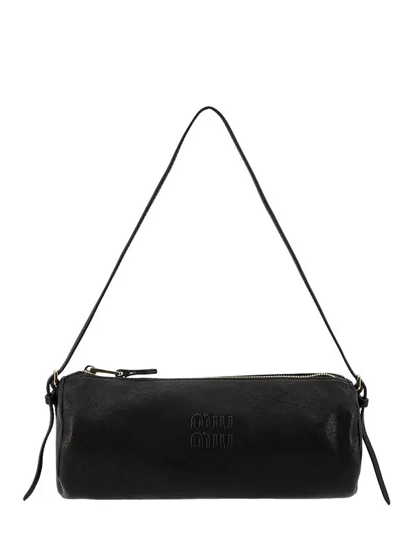 Miu Miu Mini Aviator Leather Shoulder Bag - Black
