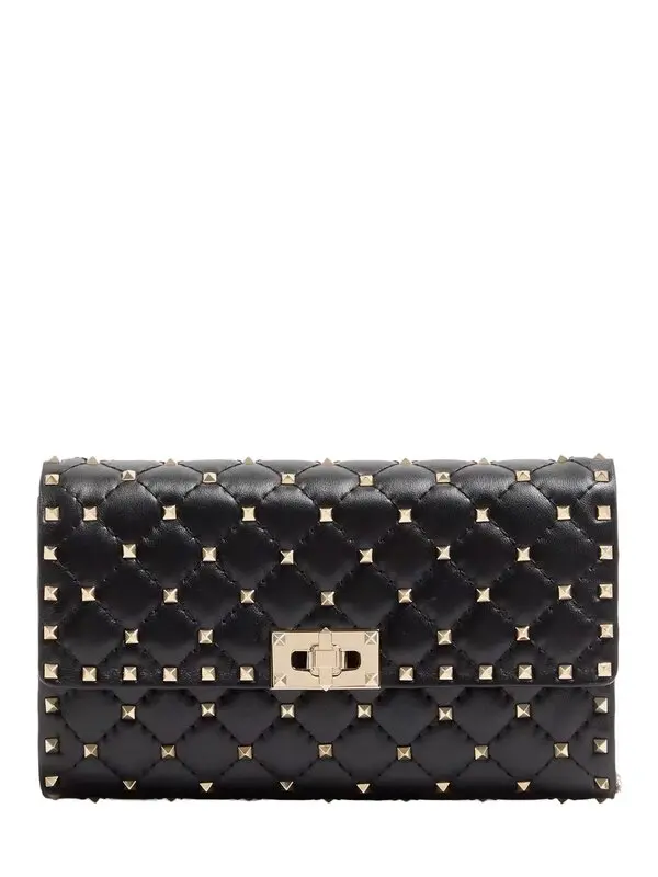 Valentino Garavani Rockstud Spike Leather Shoulder Bag - Black
