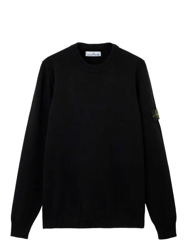 Stone Island Virgin Wool Blend Crewneck Sweater - Black