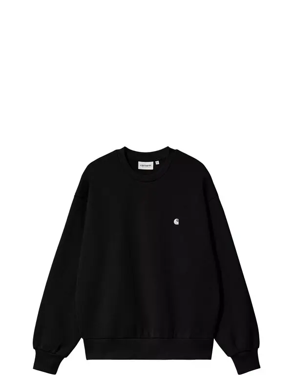 Carhartt Work In Progress Cotton Crewneck Sweatshirt With Embroidered Logo - Black