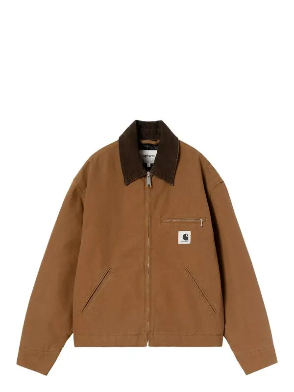 Carhartt Work In Progress Detroit Canvas Jacket With Logo Patch - Brown