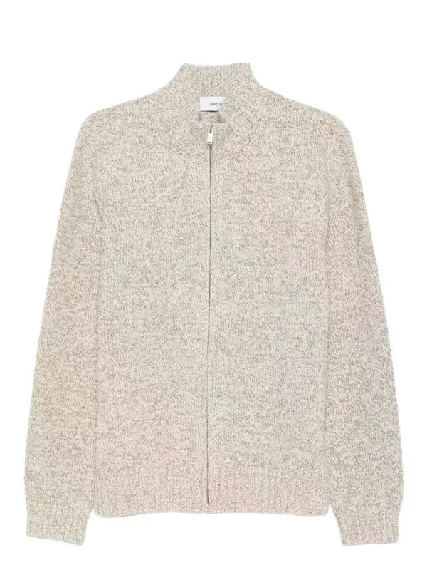 LARDINI Zip-up Marl-knit Cardigan - Neutrals
